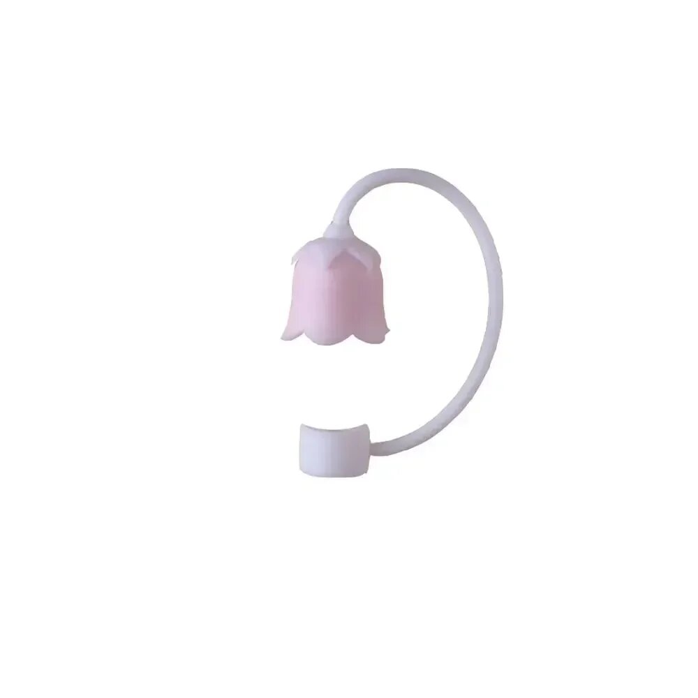 MOONBIFFY Силиконовый соломенный топпер с цветком для Stanley 8mm diameter, Pink