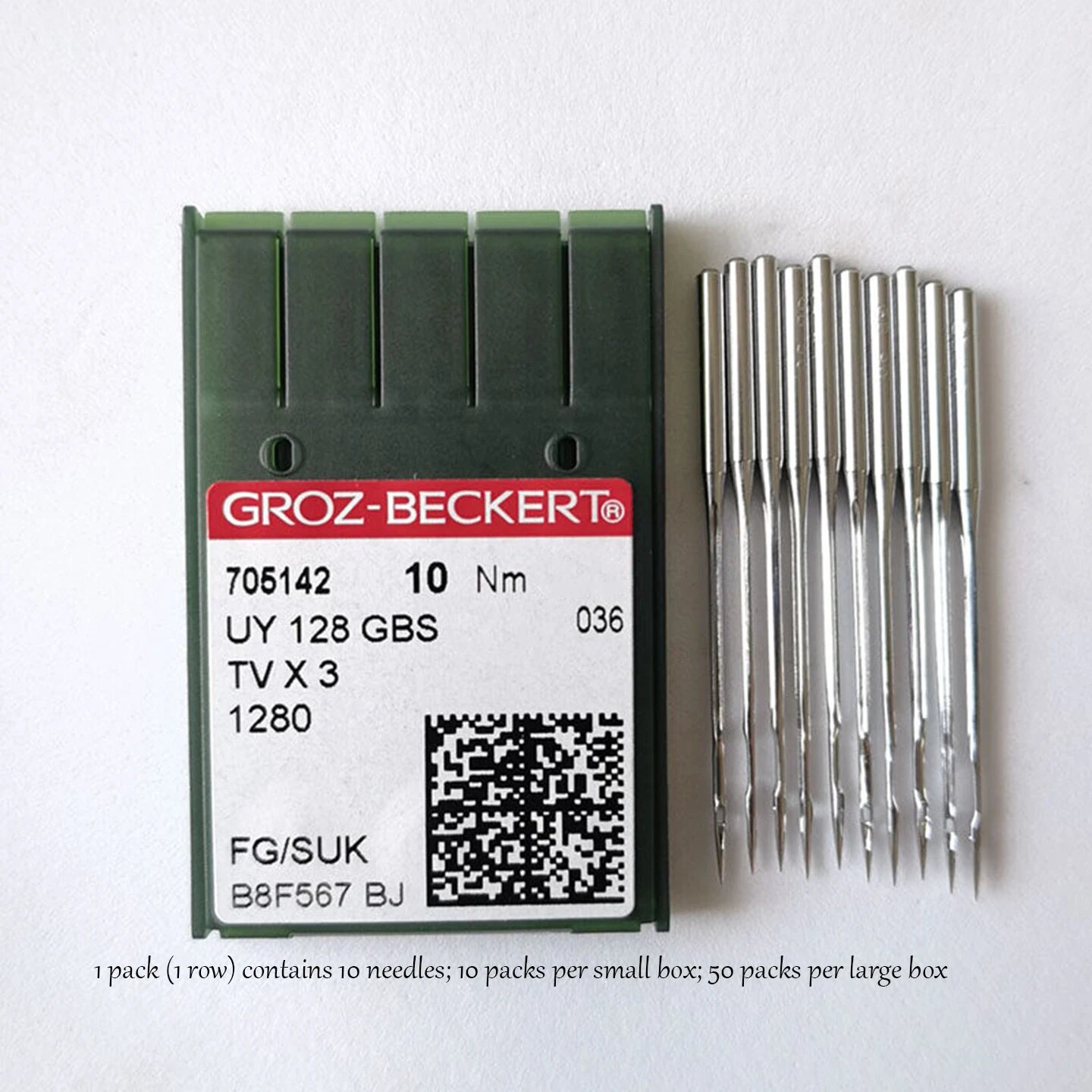 Иглы для швейных машин Groz-Beckert UY128GAS TV×3 для плоскошовных машин 11-75, Silver Needle