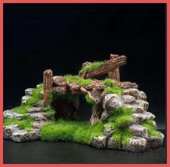 Украшение для аквариумного грота Мост со мхом 18*11*9 cmdayuhaitao
