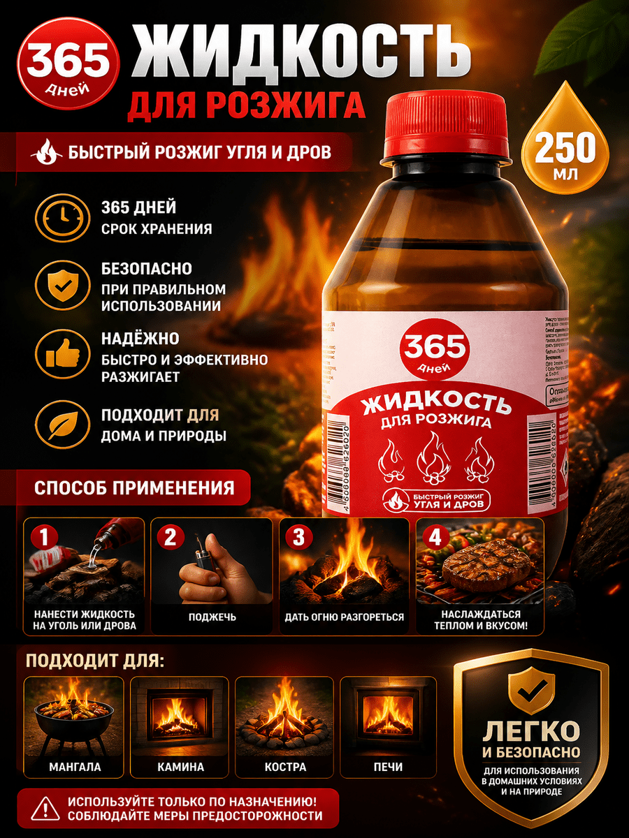 Жидкость для розжига 365 дней, 250мл
