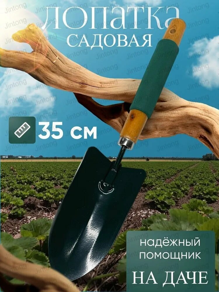 Совок садовый, Металл, рукоять Дерево, 18 см
