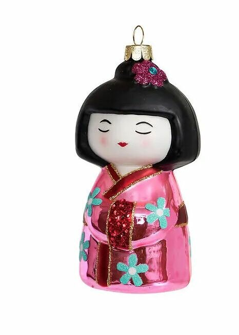 Елочная игрушка Кукла в кимоно, 12см