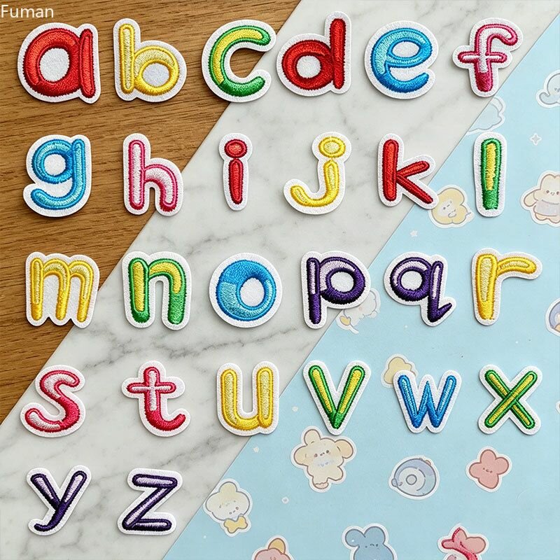 Нашивки-буквы A-Z из ткани вышитые, декор для одежды, с клеевой основой, для скрапбукинга и творчества