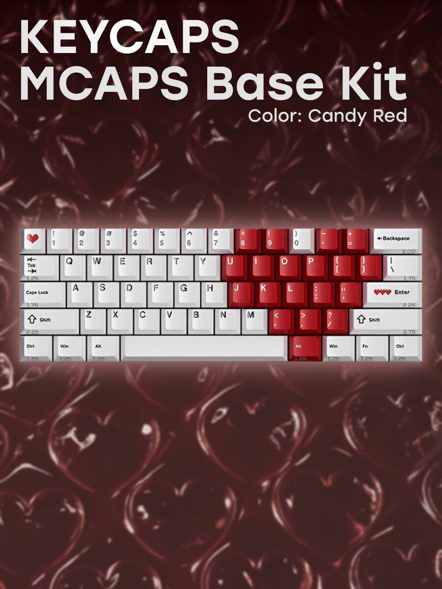 Кейкапы для механической клавиатуры Алюминиевые MCAPS Candy Red. 60 шт, Английская раскладка