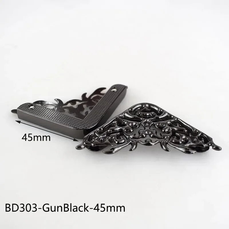 Meetee уголки для сумок 40 мм металлические Черный, 10Pcs, BD303-GunBlack-45mm