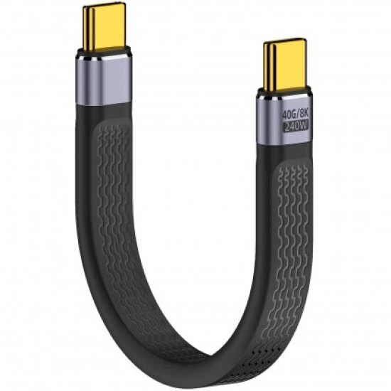 Кабель плоский Ks-is KS-564FB-12 USB-C - USB-C для передачи данных, видео, зарядки 8K, 40Gbps, 240W, 0.12м
