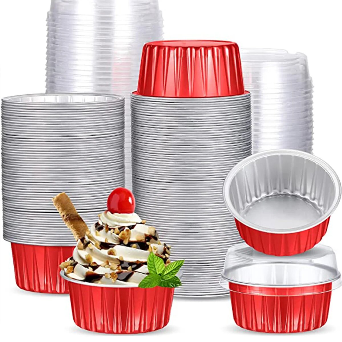Формочки для выпечки из алюминия, Red, 30 шт.