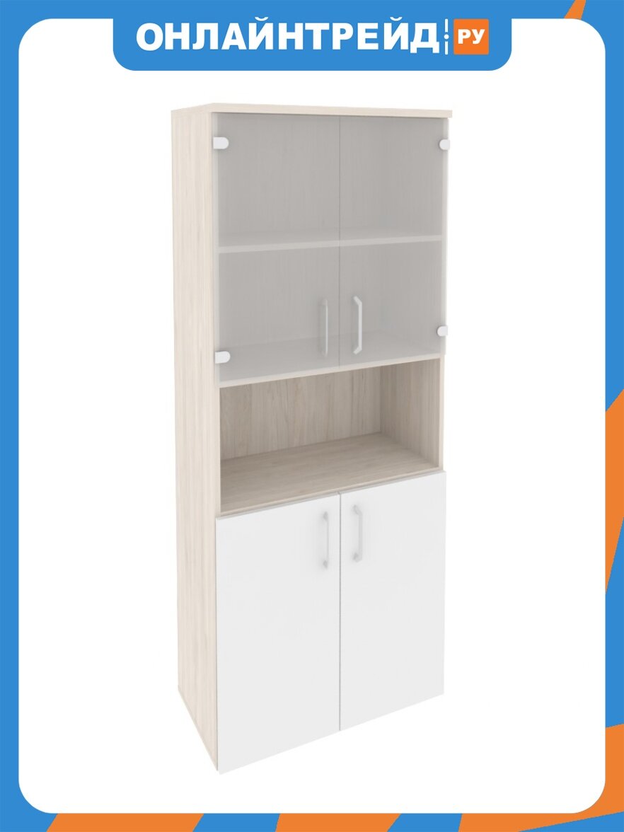 Шкаф Riva CHAIR высокий широкий O. ST-1.4 Денвер светлый/Белый бриллиант 800*420*1977 Onix