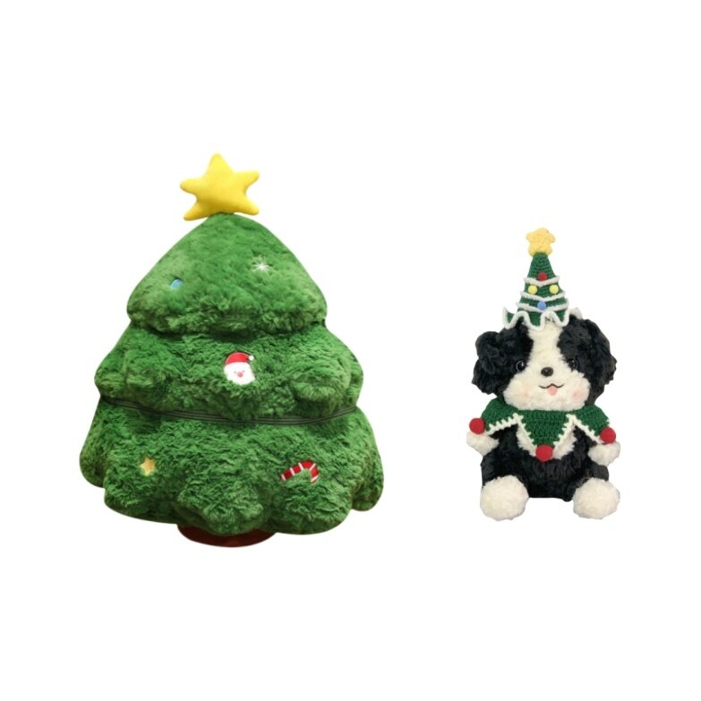 Плюшевая кукла унисекс OU DI PIG Christmas Trees 45CM+Christmas Border Collie Puppy 23CM
