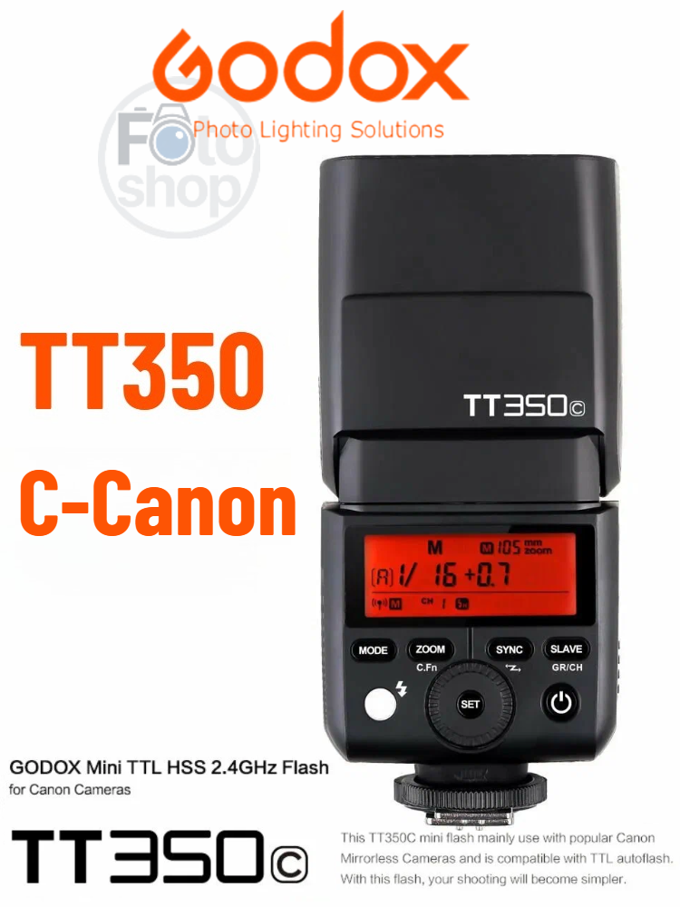 Godox TT350 Камера TTL вспышка TTL 1 / 8000s Высокоскоростная вспышка беспроводной X - системы 2.4G For Canon