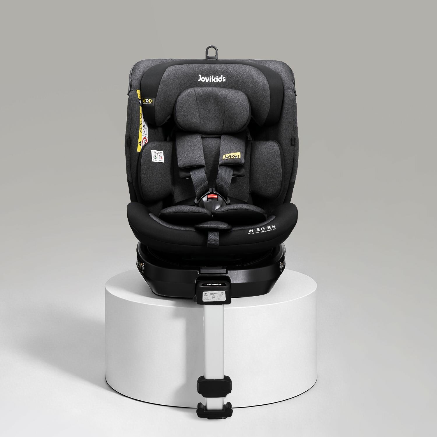 Автокресло Jovikids Ranger 2 360 поворотное, группа 0+/1/2/3, 0-36 кг, рост 40-150 см, ISOFIX + упор в пол, i-Size R129, с рождения до 12 лет, цвет чёрный (Twilight Black)