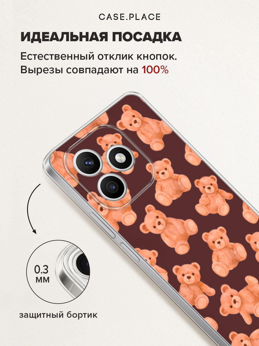 Силиконовый чехол на Honor X8d / Хонор X8d с принтом Игрушечные мишки — фото 1