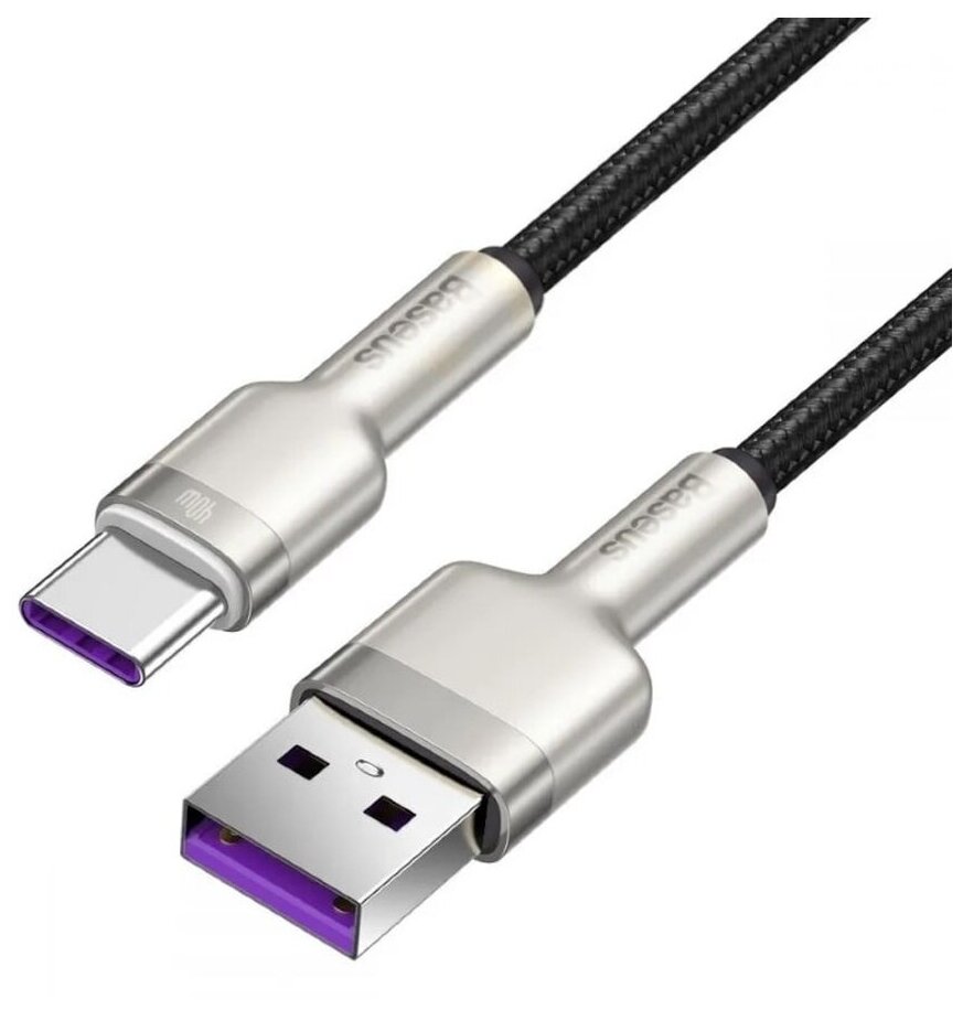 Кабель Baseus Cafule Series Metal Data Cable USB to Type-C 40W 25см- черный (CATJK-01)