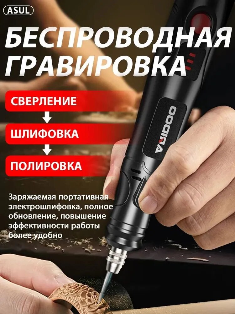 25 шт Бытовая электрическая шлифовальная машина / мини-электрическая дрель, ручная, инструмент для резьбы, вращающийся перезаряжаемый электрический шлифовальный станок,