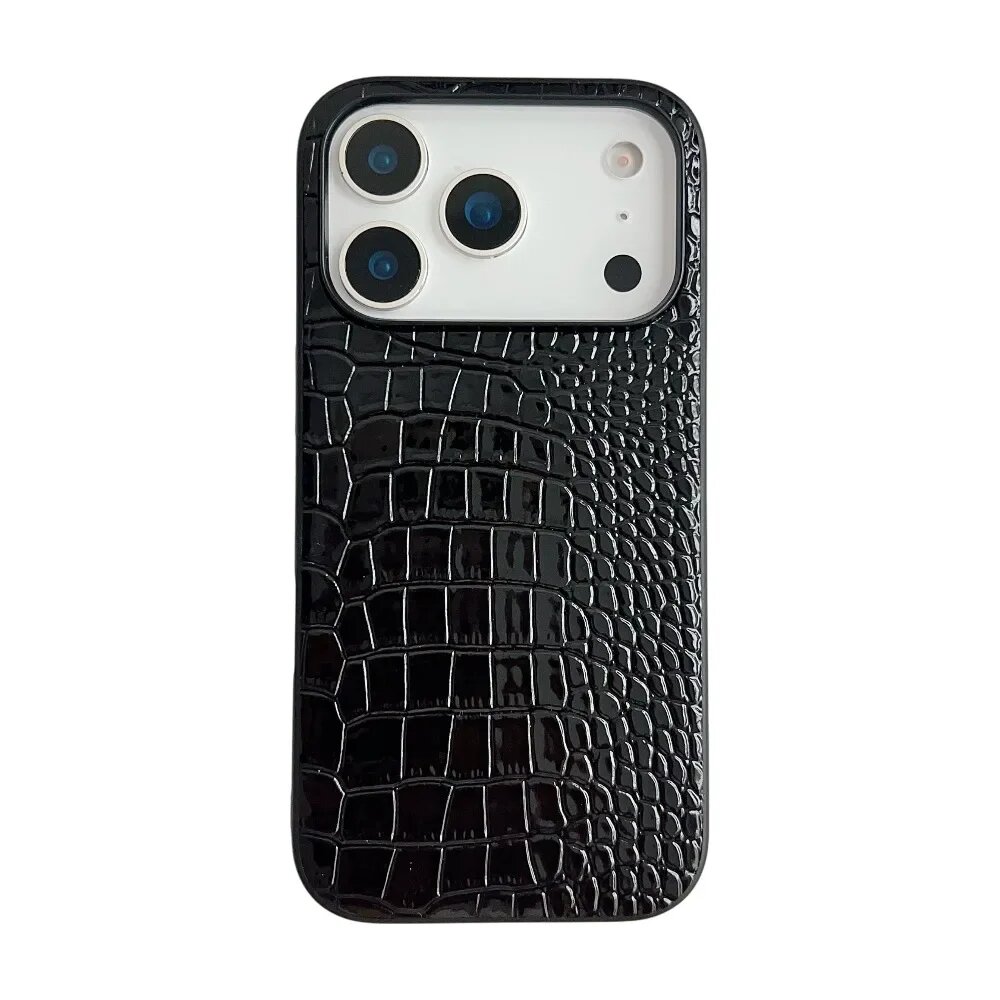 Чехол Из Искусственной Кожи С Леопардовым Принтом Для iPhone iPhone17, Черный, Black Python Pattern