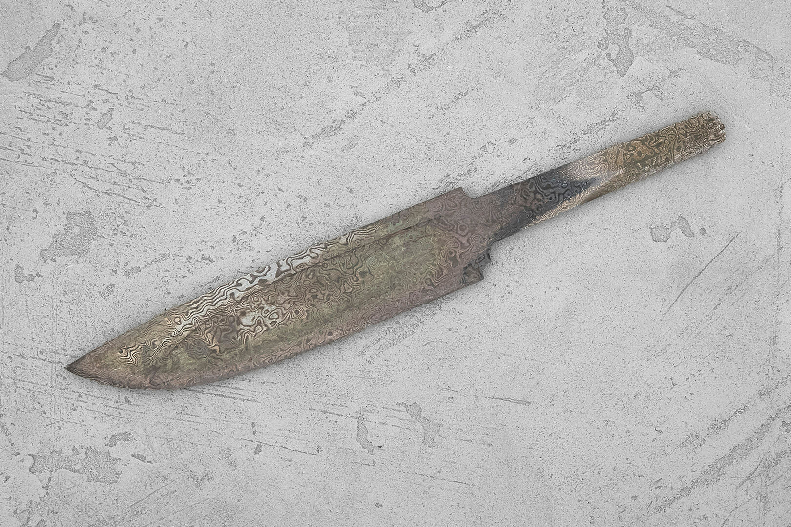 Заготовка для ножа, дамаск ZDI-1016 дикий 4,2мм. Модель "Сканди-II" с клинком 130мм, ТО 58-60HRC
