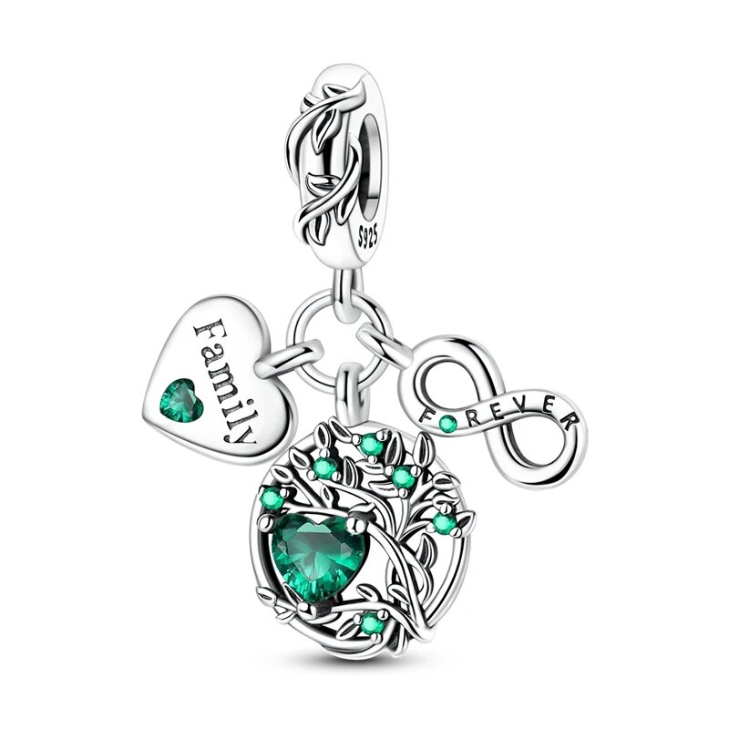 Подвеска Pandora Family Forever, серебро 925, изумрудный, YYT2039