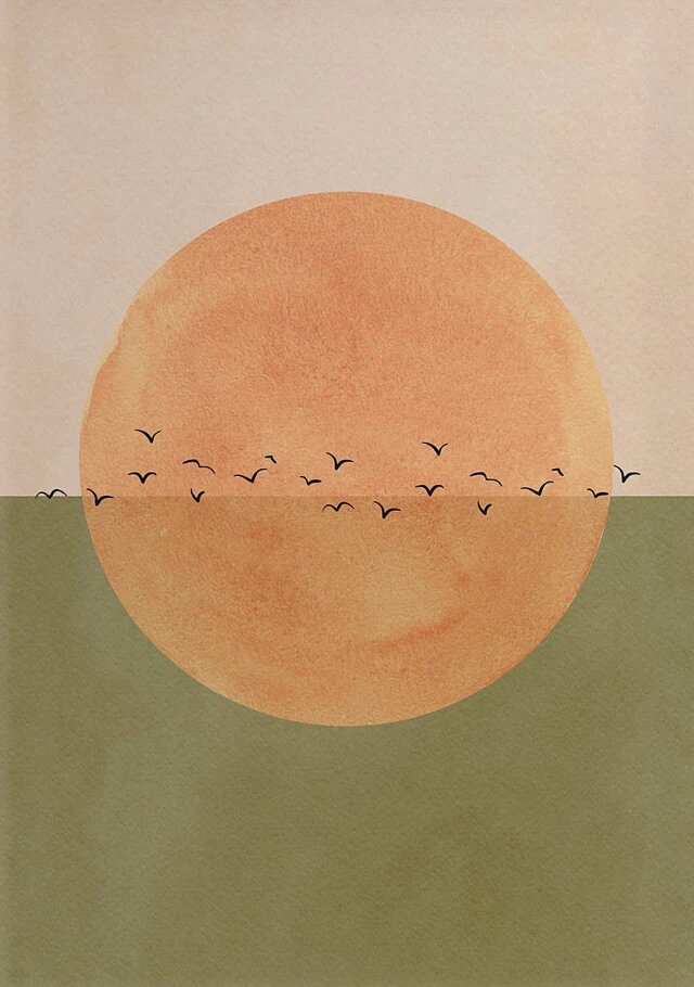 Принт на холсте "Журавли", VA371, 20x30 см