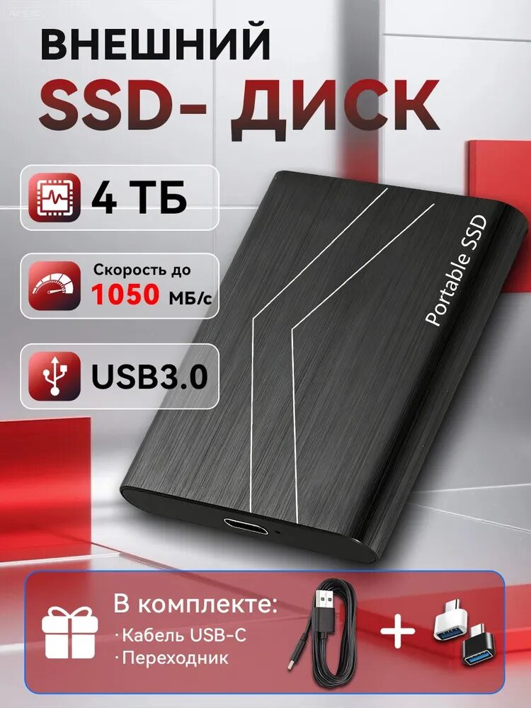 4 ТБ Внешний жесткий диск (R5 Portable SSD PRO 4TB), Композит, черный матовый
