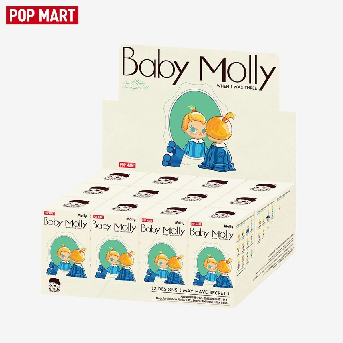 100% Original оригинал Коллекционная POP MART - Baby Molly When I Was Three Series, Подарки, Набор (12 шт)