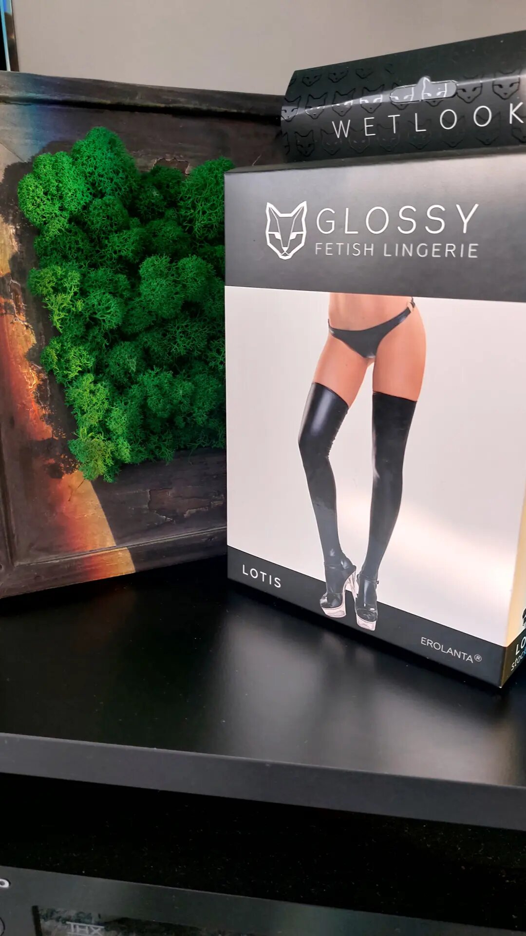 Чулки Erolanta Wetlook Glossy Lotis, женские, размер S, черные