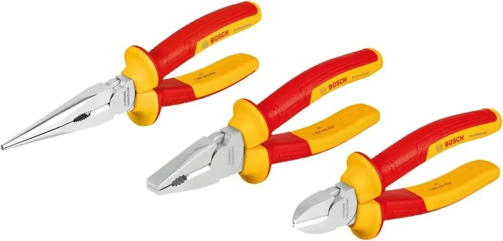 Bosch Professional VDE, Набор плоскогубцев из 3 предметов 1600A02NG0