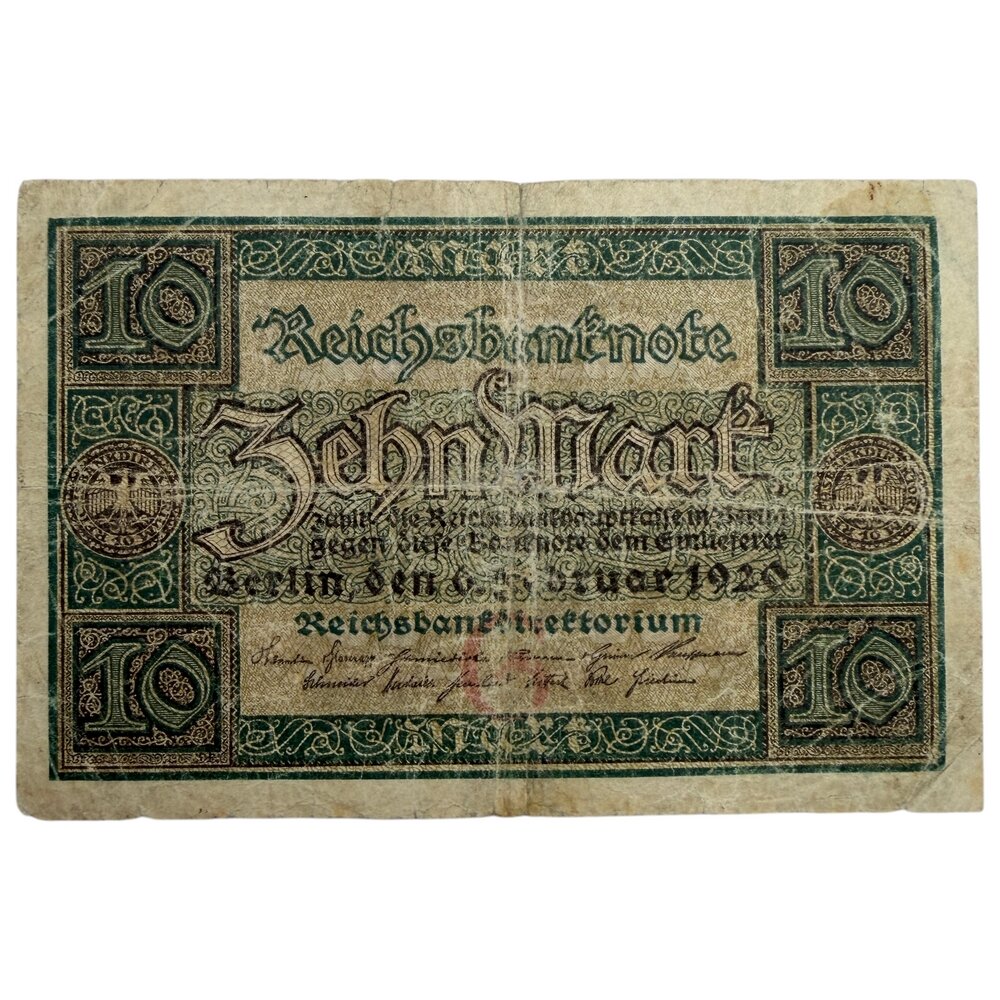 Веймарская республика (Германия) 10 марок 1920 г. (Литера G) (Серия R)