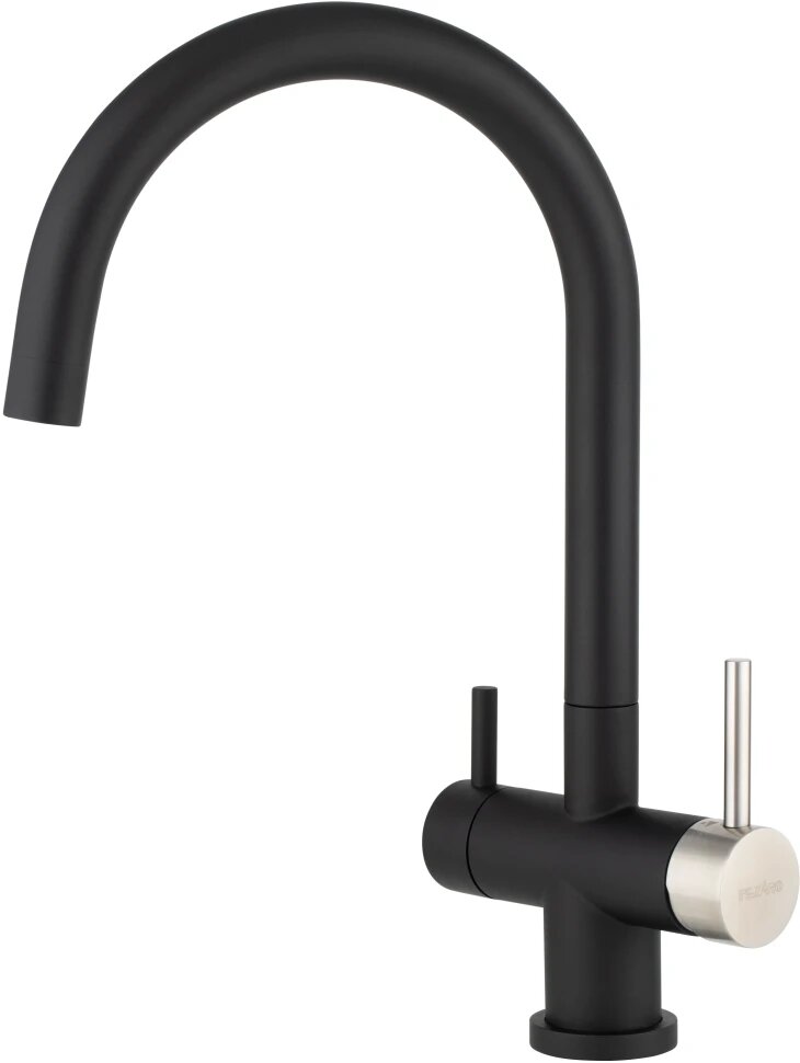 Смеситель для кухни PEZARO PZM.302-77. DEEPBLACK. INOX с подключением к фильтру, нержавеющая сталь/черный
