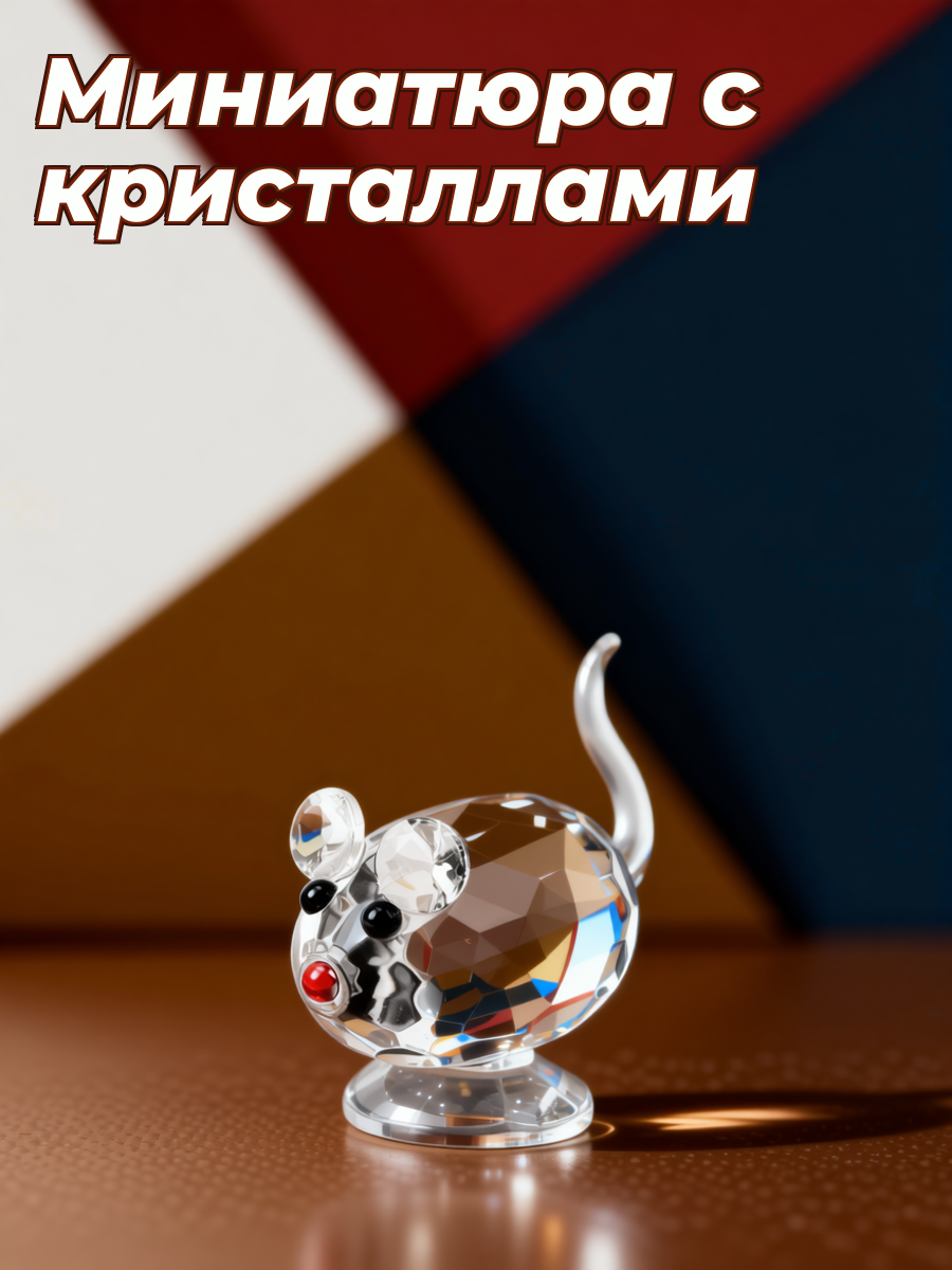 Прелестная Статуэтка Крысы Из Хрусталя Для Домашнего Украшения 6X3.5 Cm