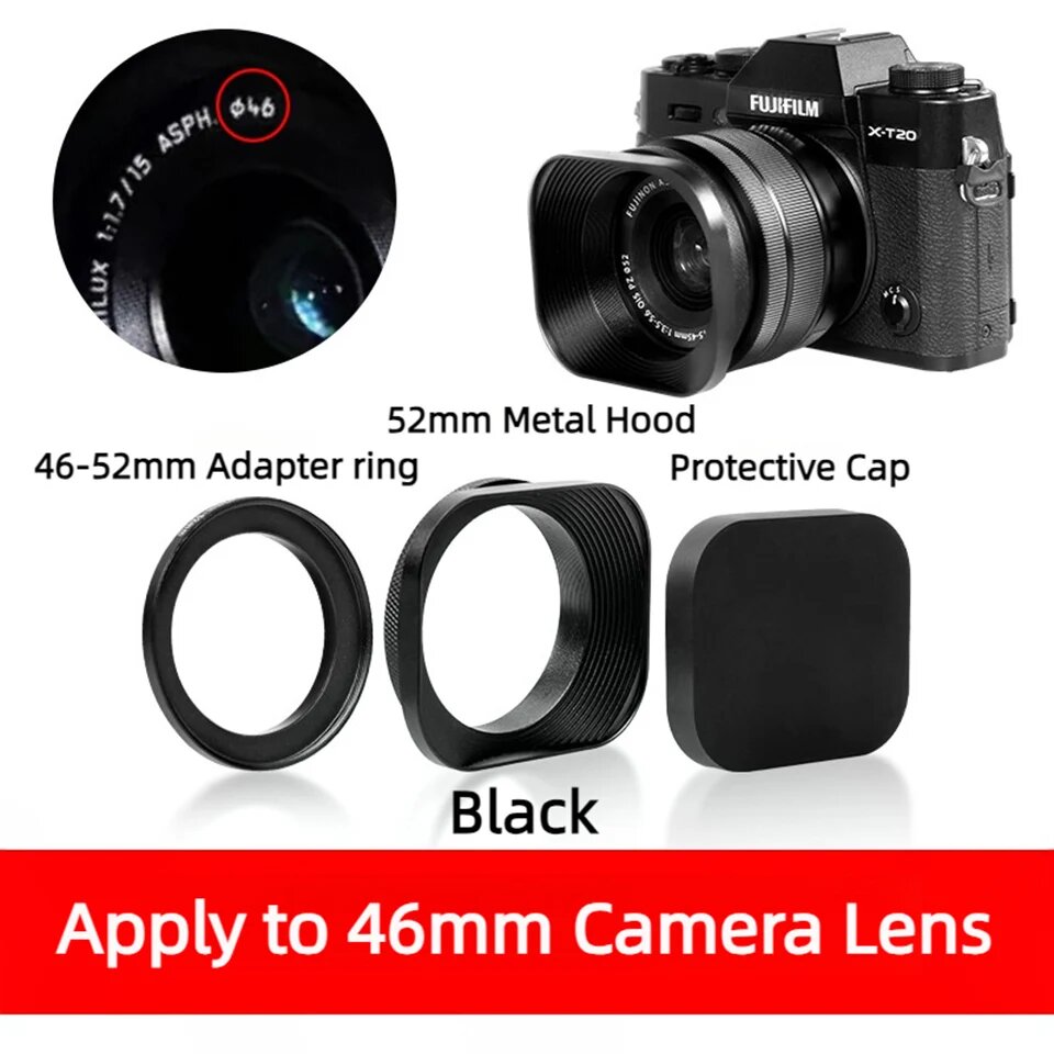 Металлическая бленда для объектива coogens 58 мм for 46mm Black