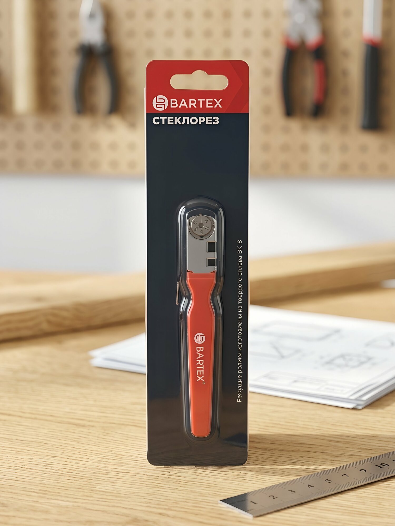 Стеклорез роликовый Bartex 3-х роликовый с пластиковой рукояткой для резки стекла