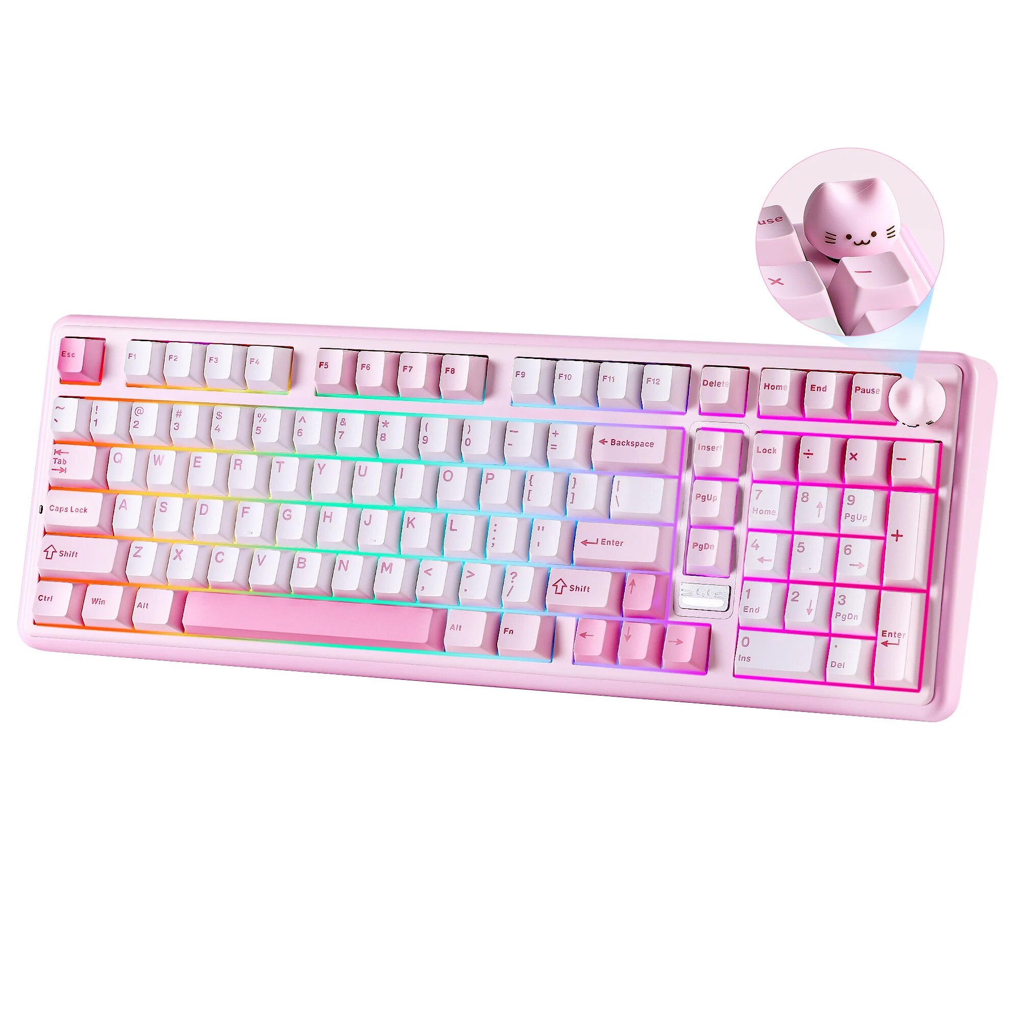 Беспроводная механическая клавиатура YUNZII B98 PRO 96%, розового Розовый, YUNZII Milk V2, Pink