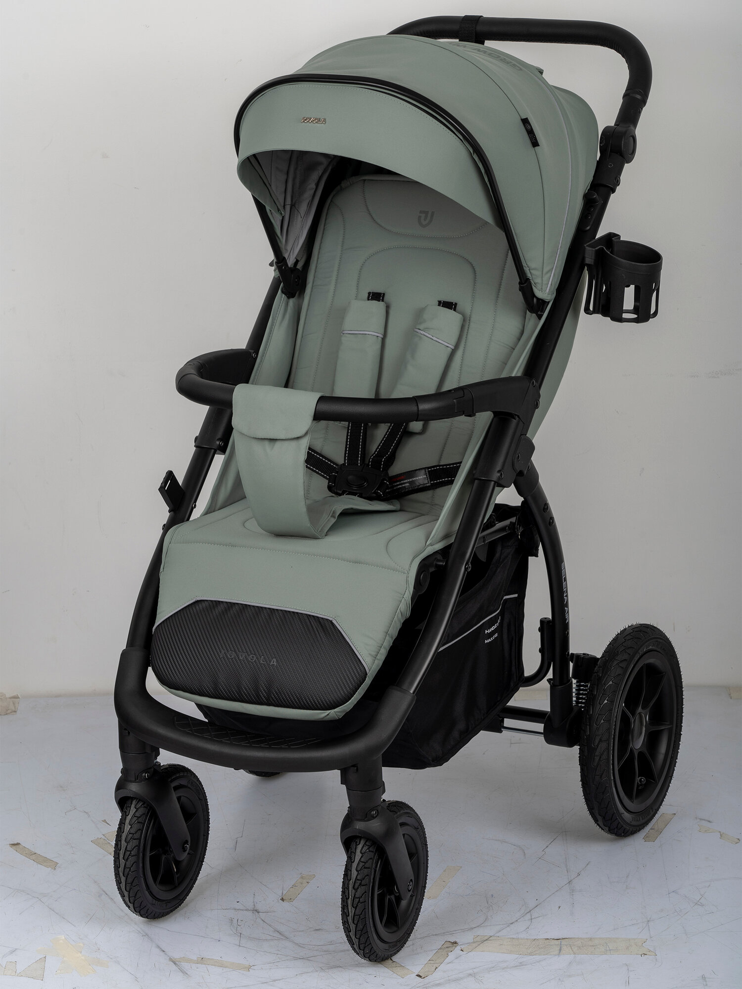 Коляска прогулочная детская Jovola Selena Air Plus, всесезонная, большие надувные колеса, амортизация, зеленый