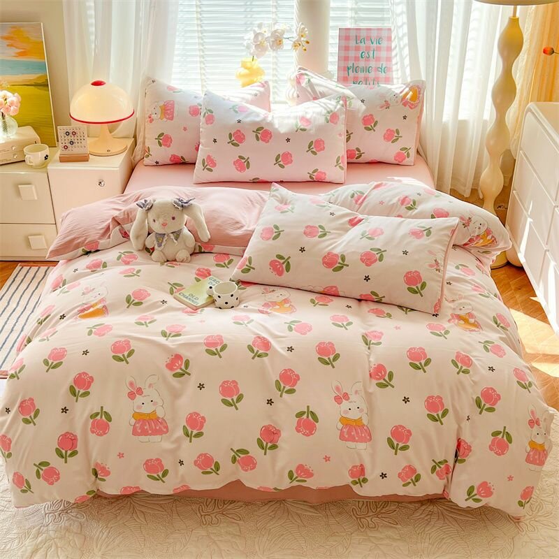 IKEA Комплект постельного белья 2-спальный с простыней Евро полиэстер 200x230 см, наволочки 48x74, простыня 180x220 см, цветкоричнево-красный