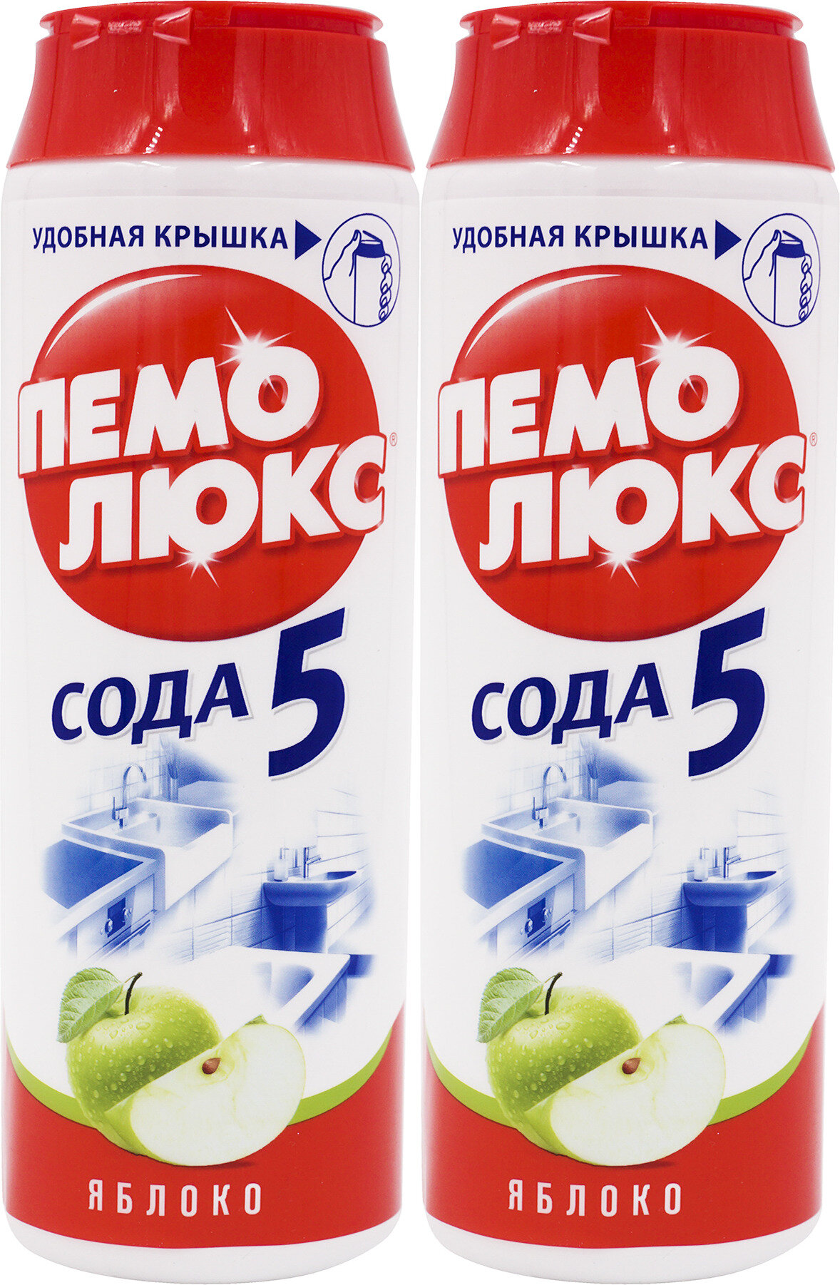 Порошок Пемолюкс Сода 5 Яблоко Чистящее средство универсальное 480 г в упаковке, комплект: 2 упаковки