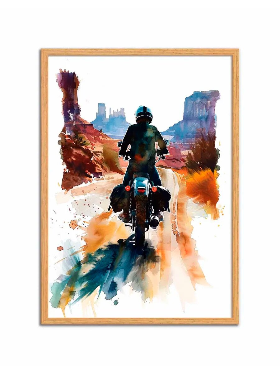 Бордер-терьер, собака-байкер 3, Плакат 30x42см