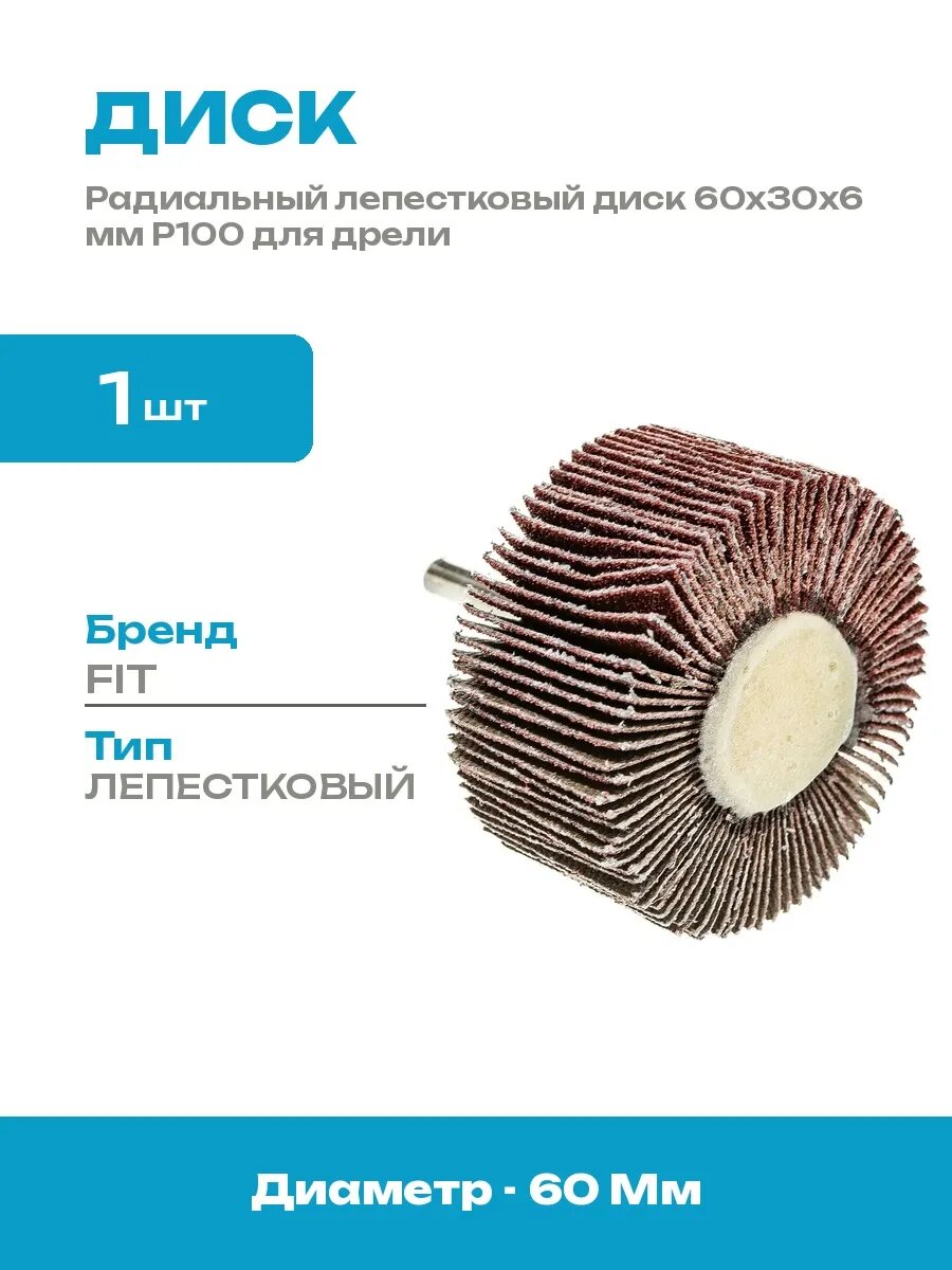 Насадка лепестковая шлифовальная 60х30х6 мм зерно Р100 дрель