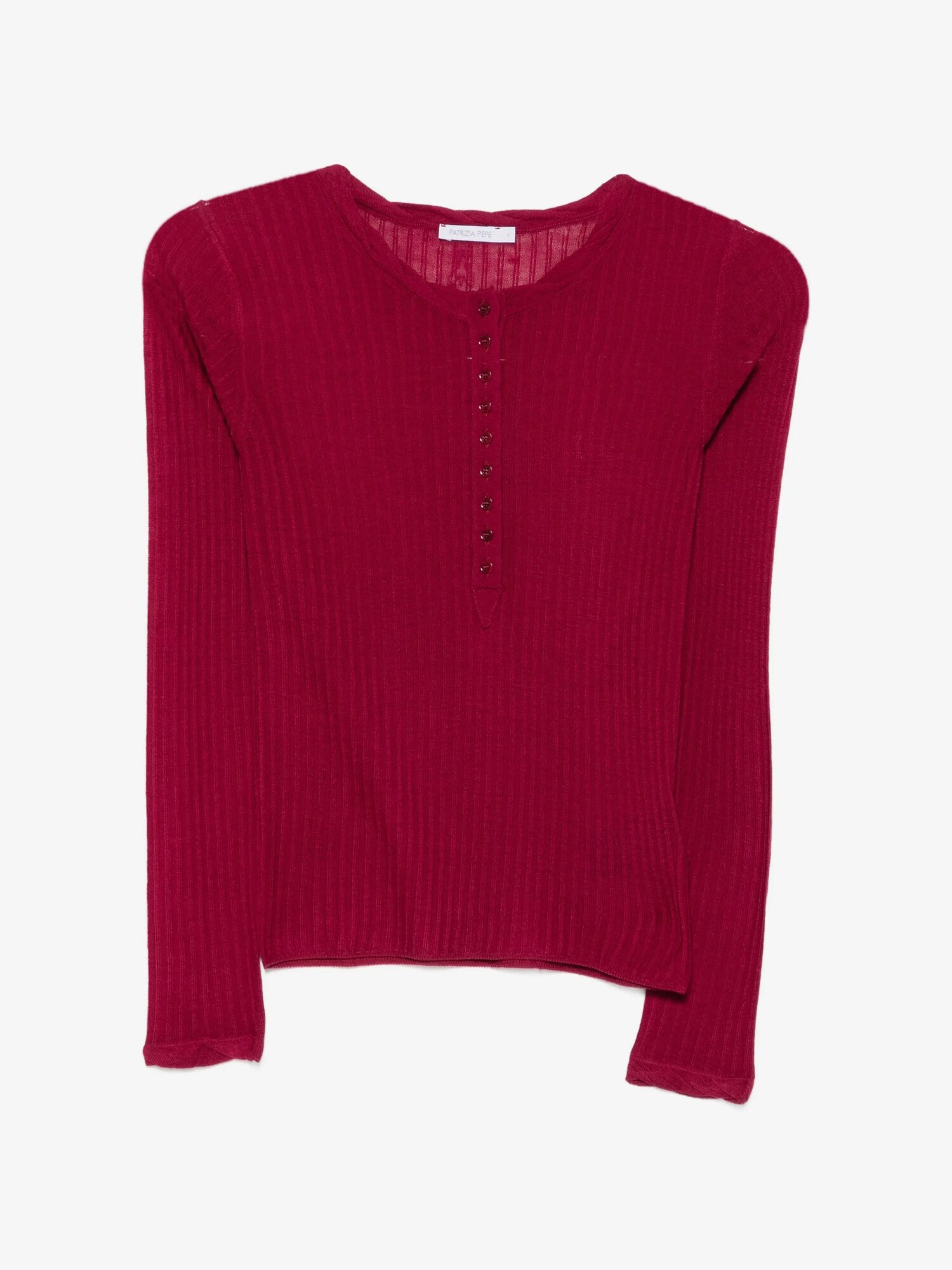 Свитер PATRIZIA PEPE Rib-knit button-placket sweater, размер 34, , красный