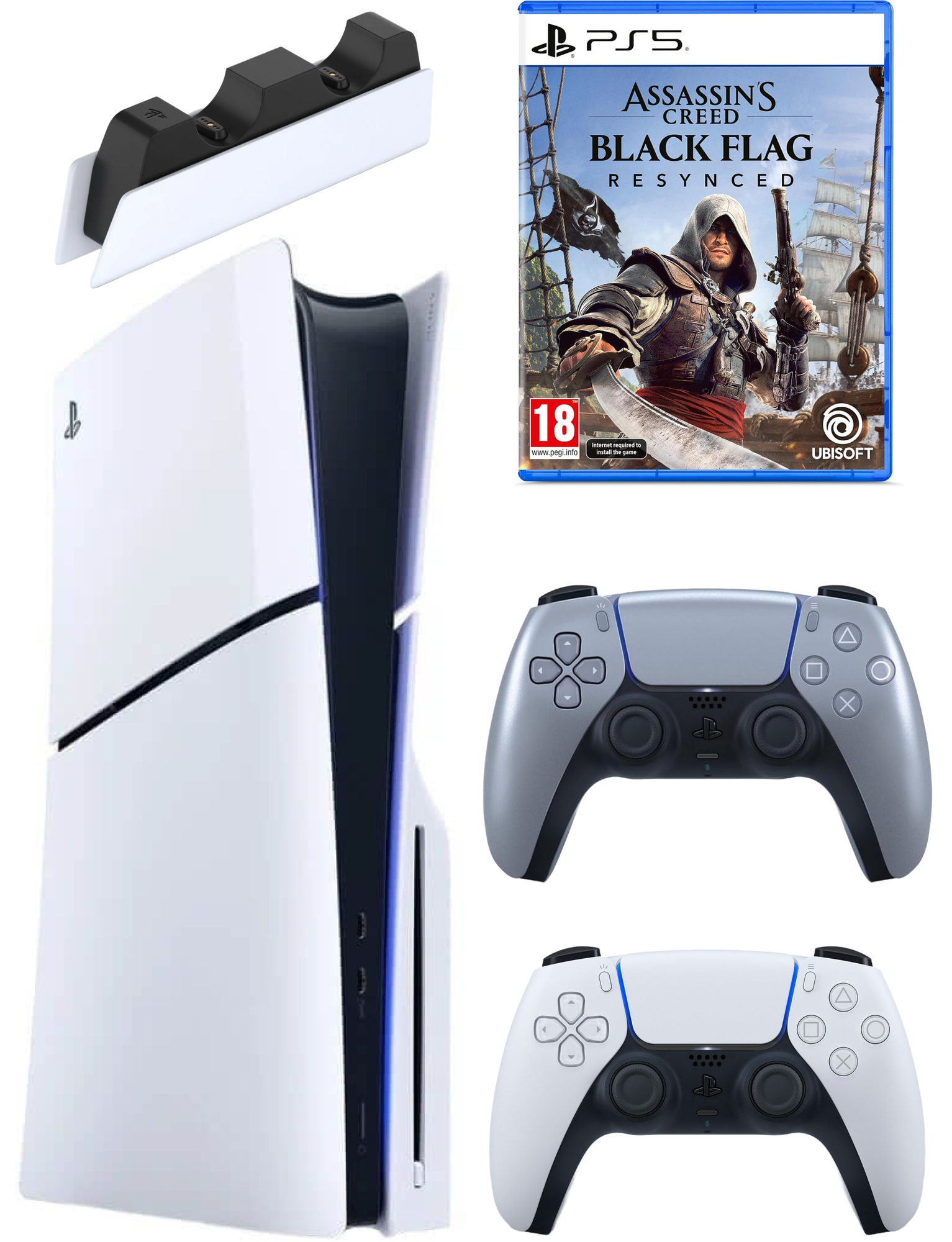Игровая приставка Sony PS 5 Slim,1ТБ(с дисководом) +2-ой геймпад+Зарядная станция+Assassins Creed Black Flag(Resynced)