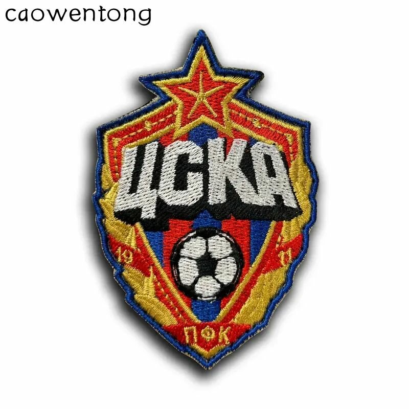 Шеврон футбольный на липучке "ЦСКА" (Нашивка, патч).