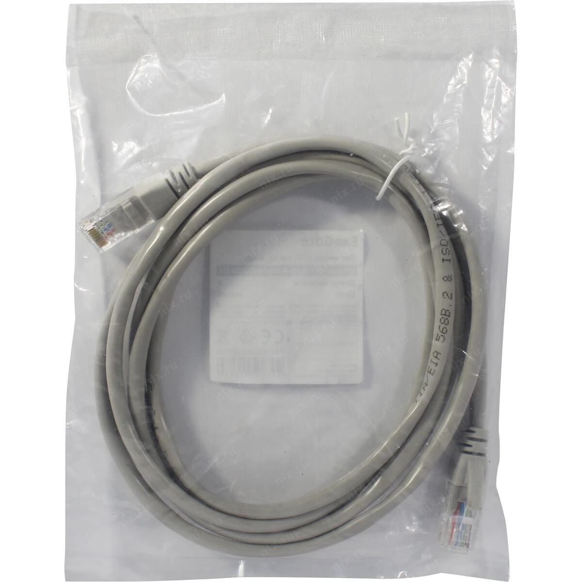 ExeGate UTP-RJ45-RJ45-5e-CU-2M-GY Patch Cord UTP кат.5e, 2м, серый EX282012RUS — фото 1