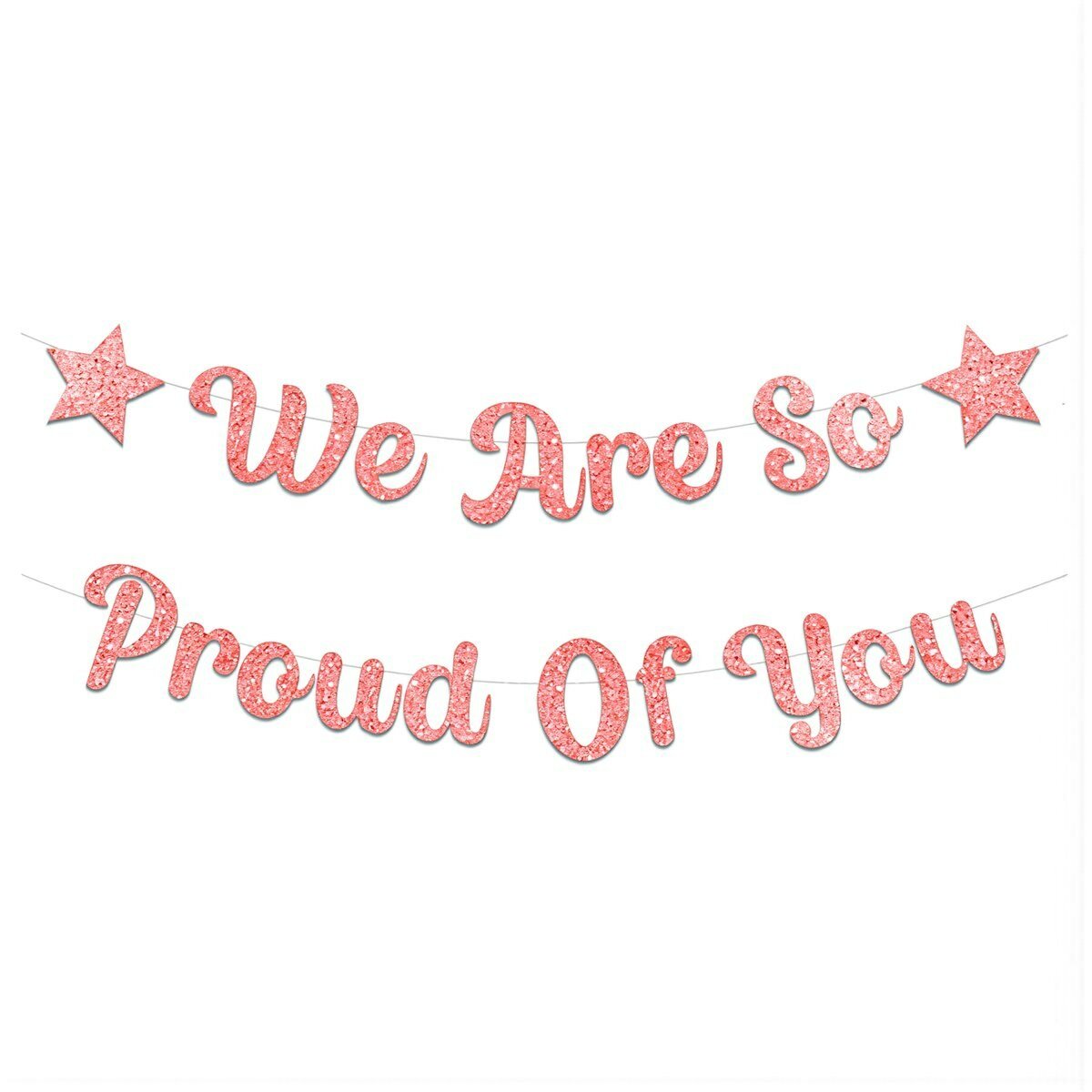 Праздничный баннер We Are So Proud Of You для выпускного вечера, декор для вечеринки по поводу выхода на пенсию, настенное украшение из глиттера со звездами, BABY розовый