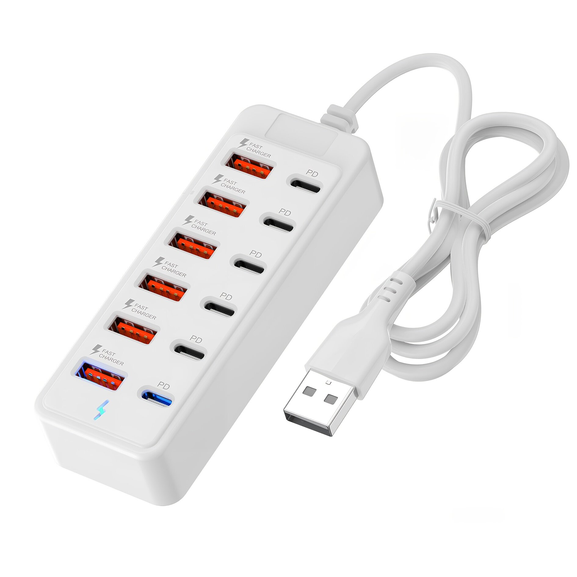 Сетевой фильтр с 12 портами USB 3.0 и Type-C, 66W PD, 6 USB-A + 6 Type-C, удлинитель 37,4 дюйма с защитой от перегрузки и короткого замыкания