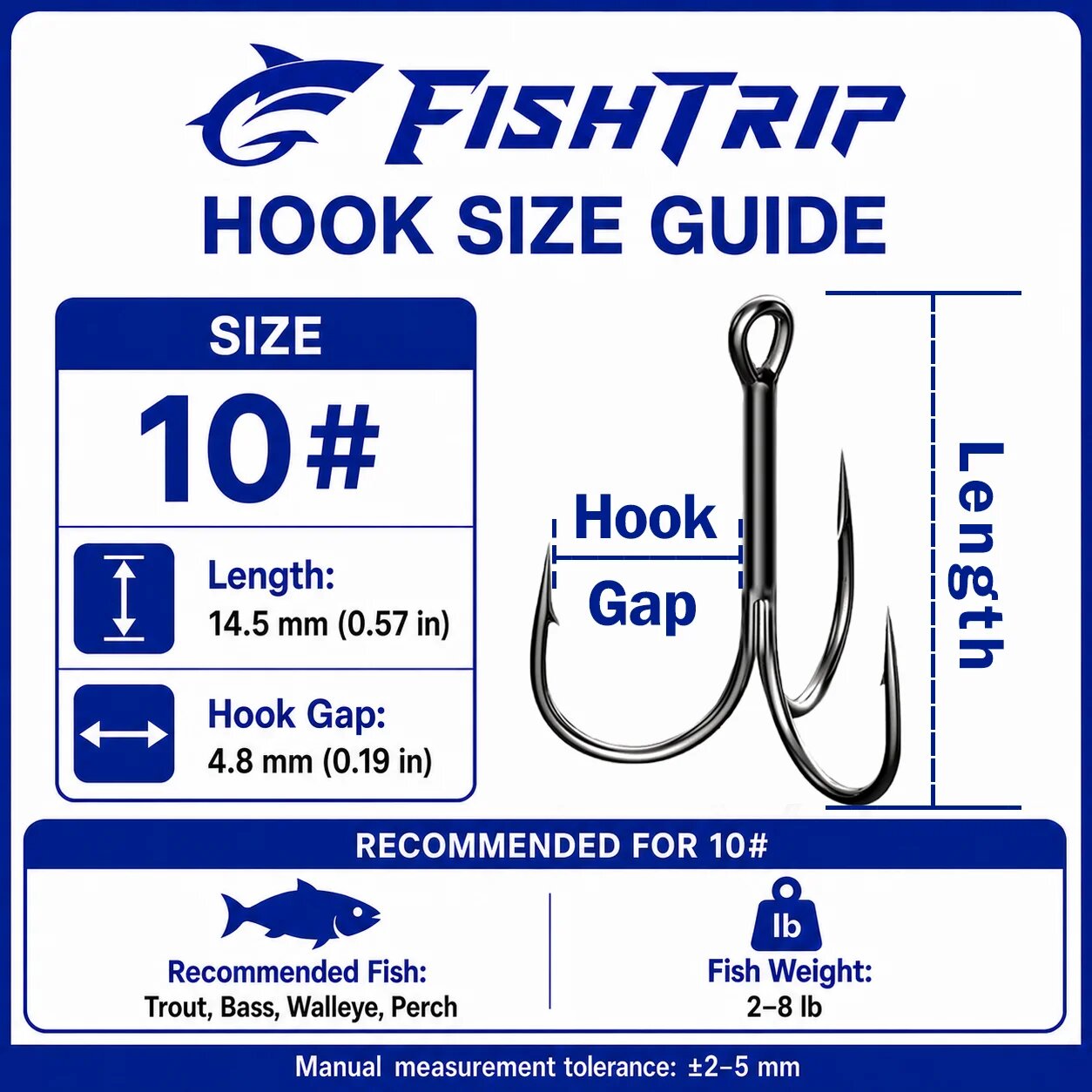 Тройные крючки FishTrip Size10, 25шт