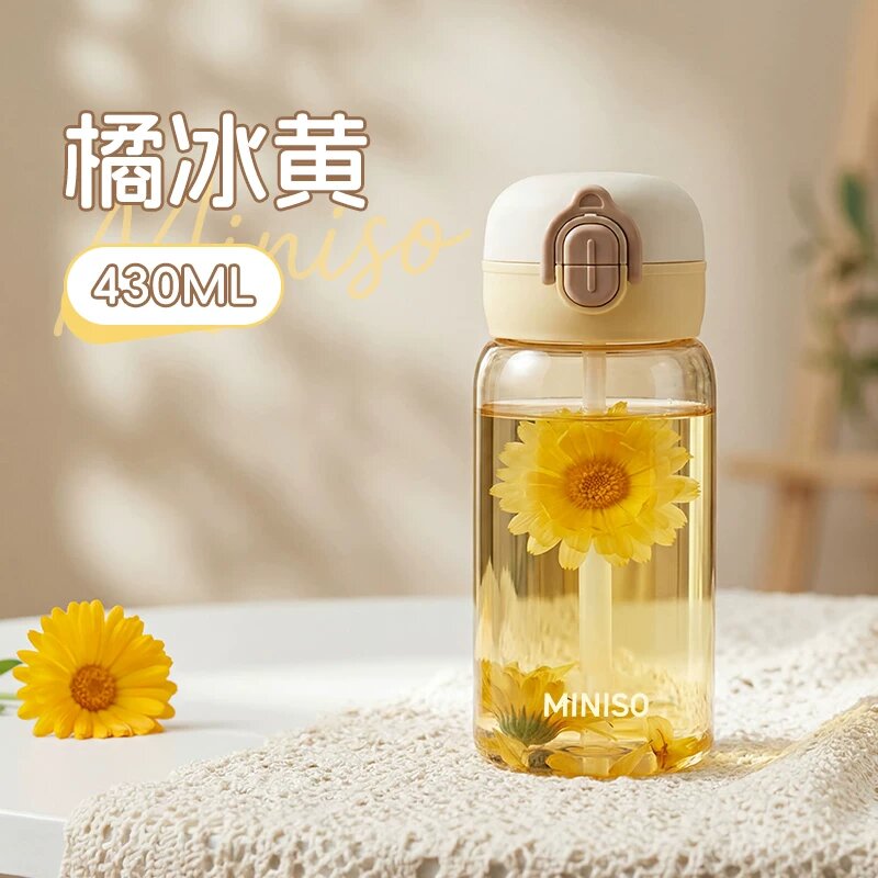 Стакан для воды Miniso PPSU для женщин, стильный стакан с трубочкой для студентов, портативный, устойчивый к высоким