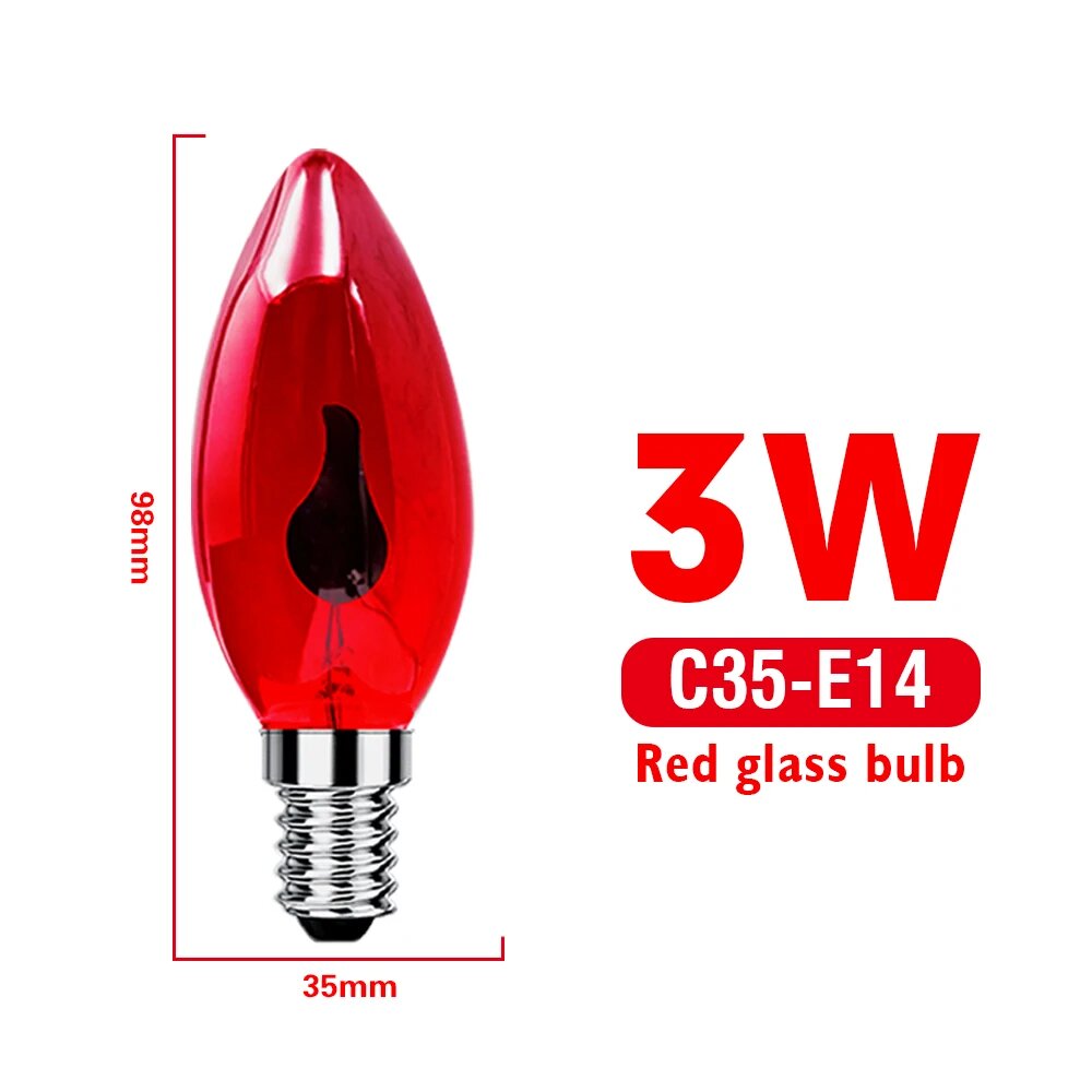 LARZI светодиодные лампы Эдисон E14 E27 3W 220V оранжево-красные Красный, C35 E14 Candle, 1 pcs
