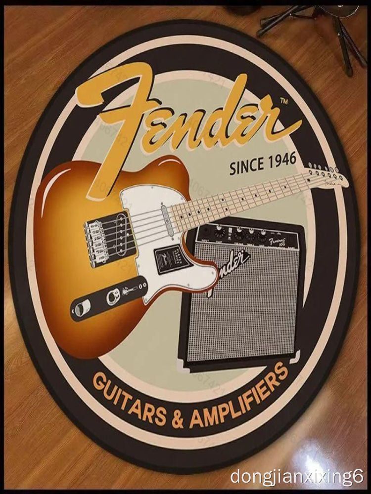 Круглый коврик Fender с 3D принтом гитары, 80 см, 4 мм, для дома и музыкальной студии, ковер