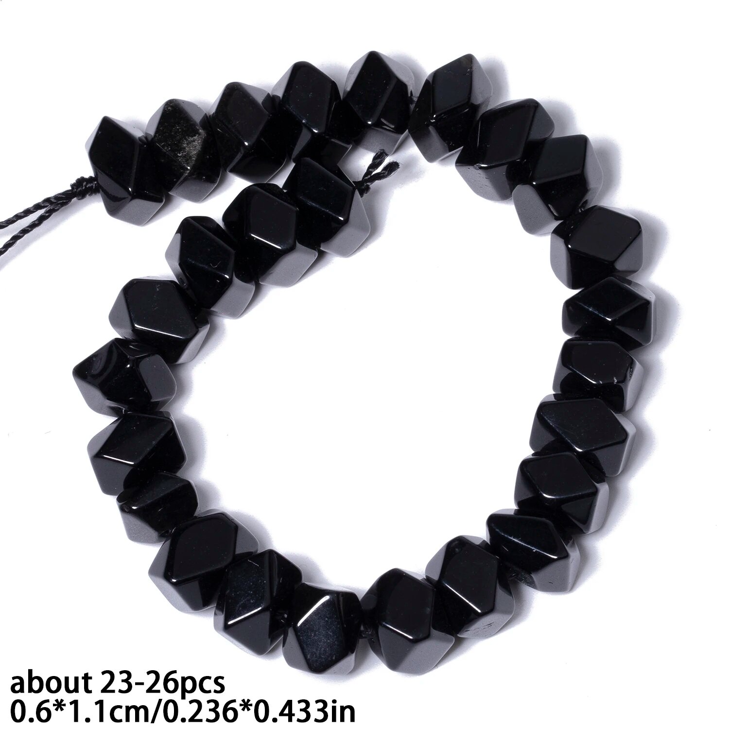 Черные бусины Obsidian, 23-26 шт, 0.6*1.1 см