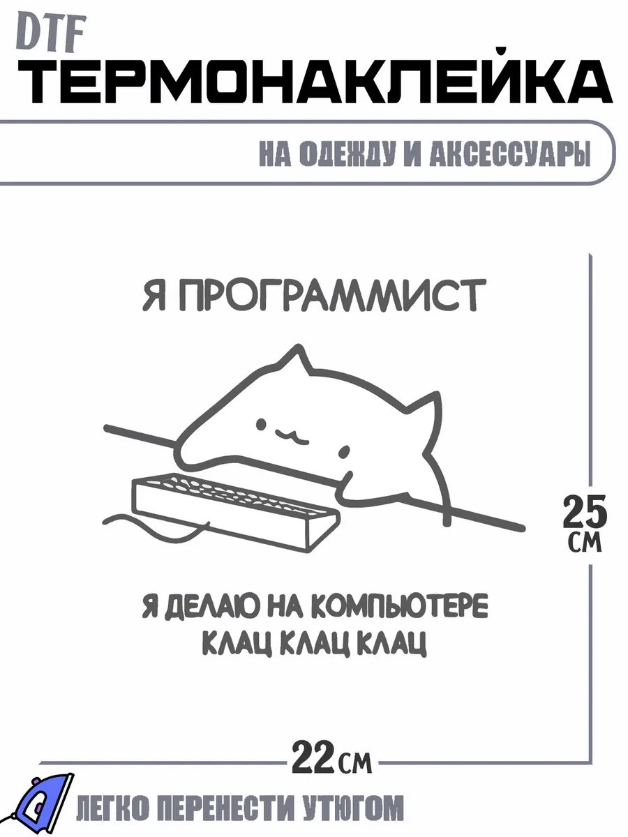 Термонаклейка с принтом программист кот