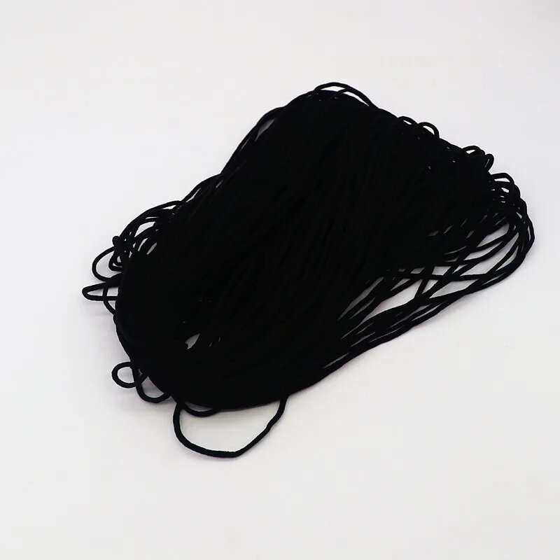 Эластичные шнурки для масок Chinlon/Polyester 3 мм 10/50/100 м 50m, black 3mm